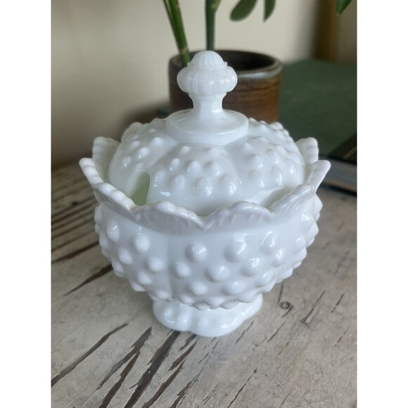 Fenton | Accents | Vintage Fenton White Milk Glass Hobnail Lidded Candy ...